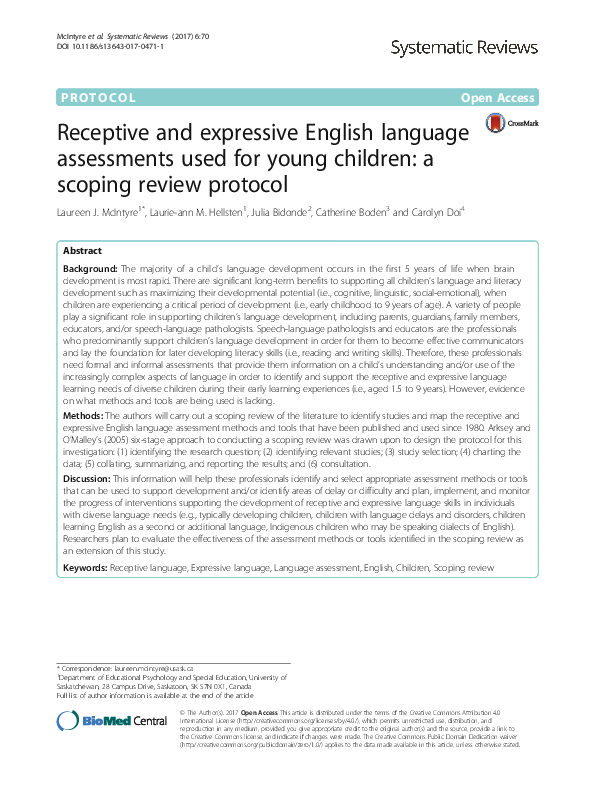 (PDF) Receptive and expressive English language assessments used for ...