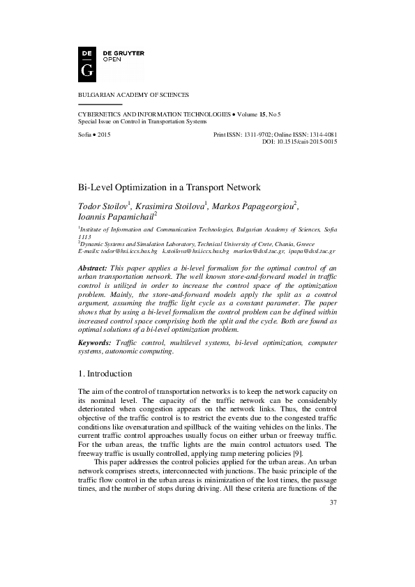 (PDF) Bi-Level Optimization in a Transport Network