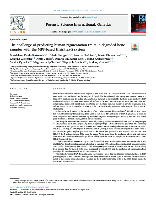 (PDF) The challenge of predicting human pigmentation traits in degraded ...