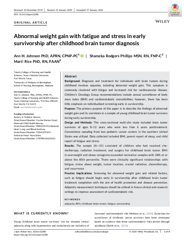 (PDF) Abnormal weight gain with fatigue and stress in early ...