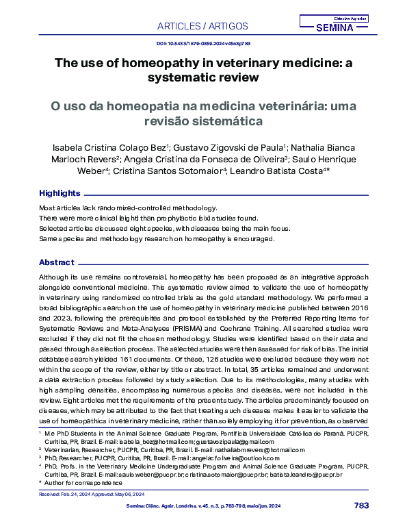 (PDF) The use of homeopathy in veterinary medicine: a systematic review