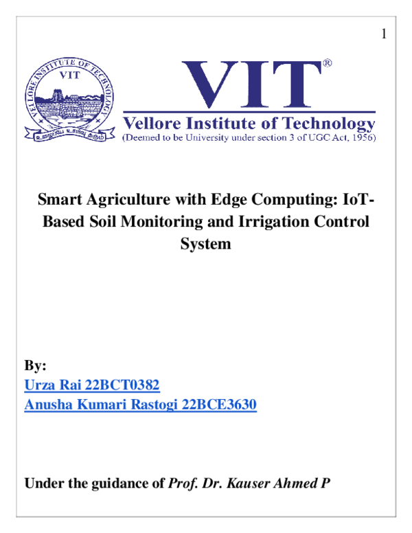 (PDF) Smart Agriculture with Edge Computing: IoT-Based Soil Monitoring and Irrigation Control System