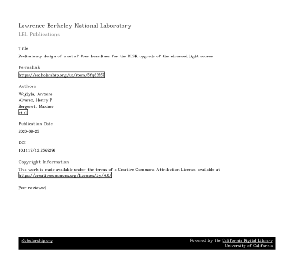 (PDF) Preliminary design of a set of four beamlines for the DLSR ...