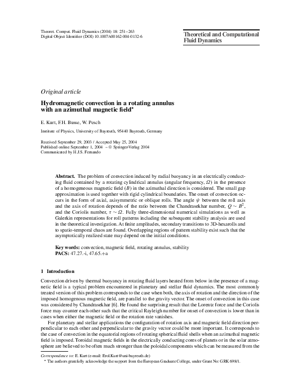(PDF) Hydromagnetic convection in a rotating annulus with an azimuthal ...