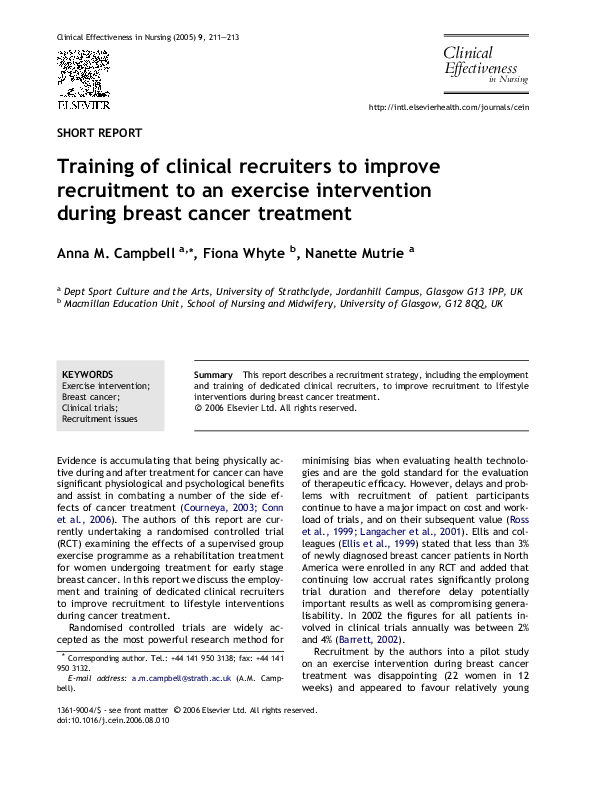 (PDF) Training of clinical recruiters to improve recruitment to an ...