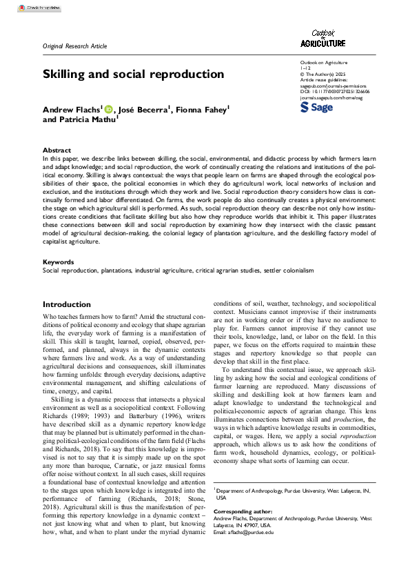 (PDF) Skilling and social reproduction OAG