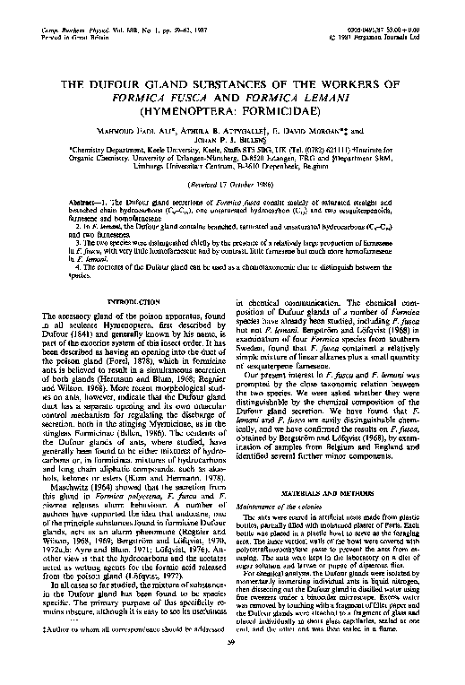 (PDF) The dufour gland substances of the workers of Formica fusca and ...