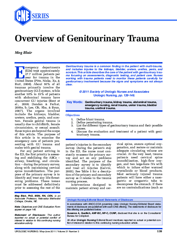 (PDF) Overview of Genitourinary Trauma