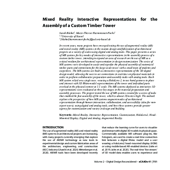 (PDF) Mixed Reality Interactive Representations for the Assembly of a ...