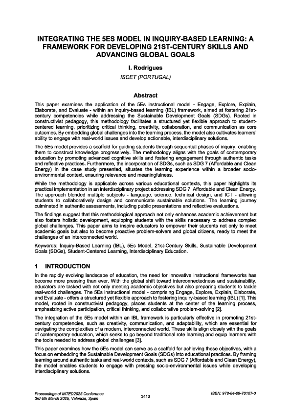 (PDF) INTEGRATING THE 5ES MODEL IN INQUIRY-BASED LEARNING: A FRAMEWORK FOR DEVELOPING 21ST ...