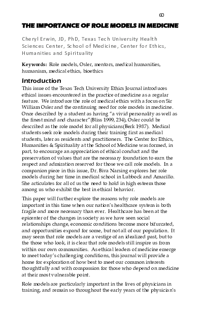 (PDF) The Importance of Role Models in Medicine