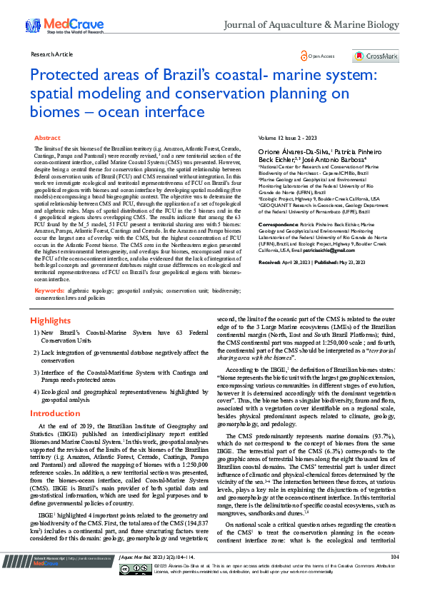 (PDF) Protected areas of Brazil’s coastal- marine system: spatial ...