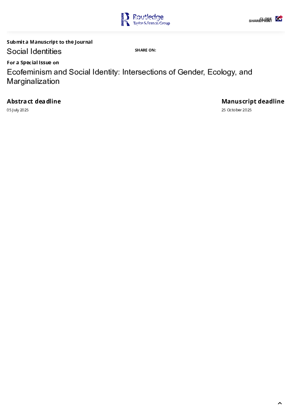 (PDF) Call for paper : Ecofeminism and Social Identity: Intersections ...