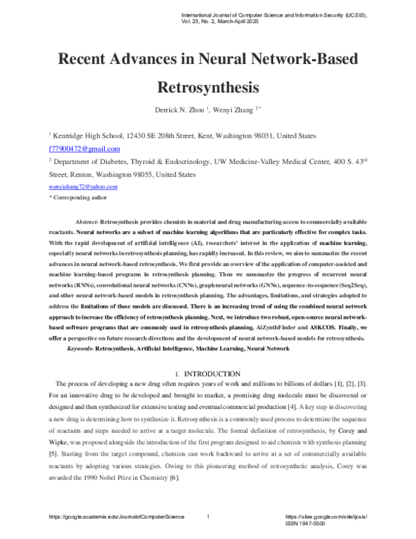 (PDF) Recent Advances in Neural Network-Based Retrosynthesis