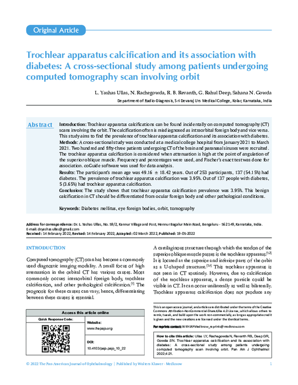 (PDF) Trochlear apparatus calcification and its association with ...