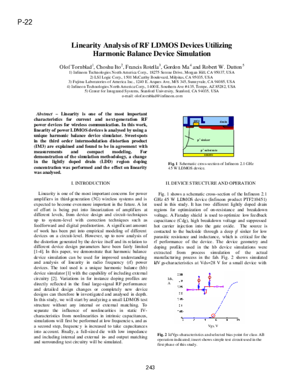 (PDF) Linearity Analysis of RF LDMOS Devices Utilizing Harmonic Balance ...