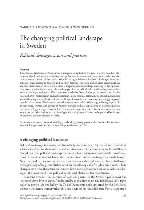(PDF) The changing political landscape of Sweden