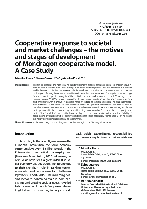 (PDF) Cooperative response to societal and market challenges – the ...