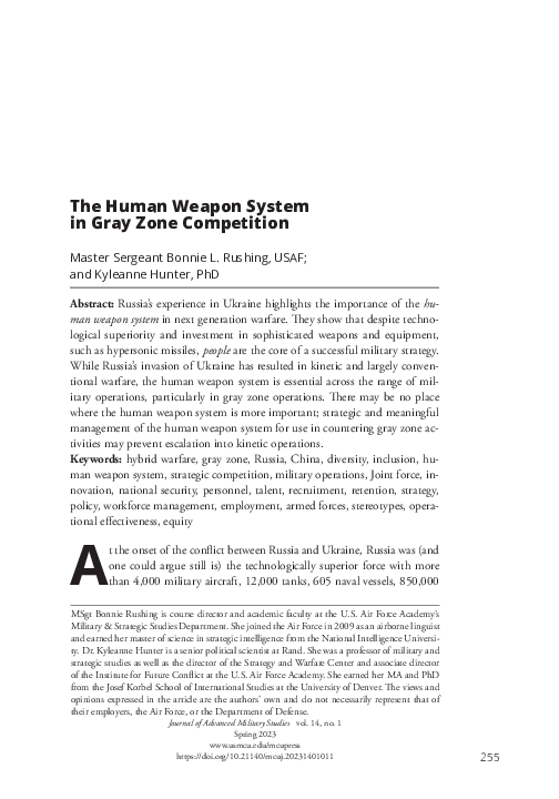 (PDF) The Human Weapon System in Gray Zone Competition