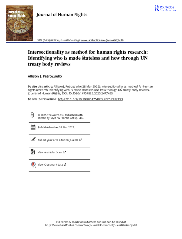 (PDF) Intersectionality as method for human rights research ...