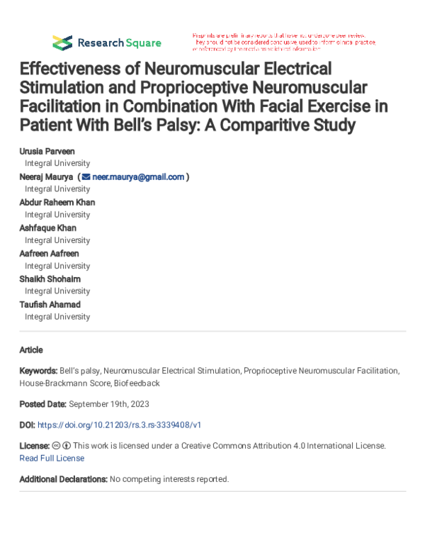 (PDF) Effectiveness of Neuromuscular Electrical Stimulation and Proprioceptive Neuromuscular ...
