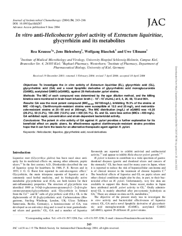(PDF) In vitro anti-Helicobacter pylori activity of Extractum ...