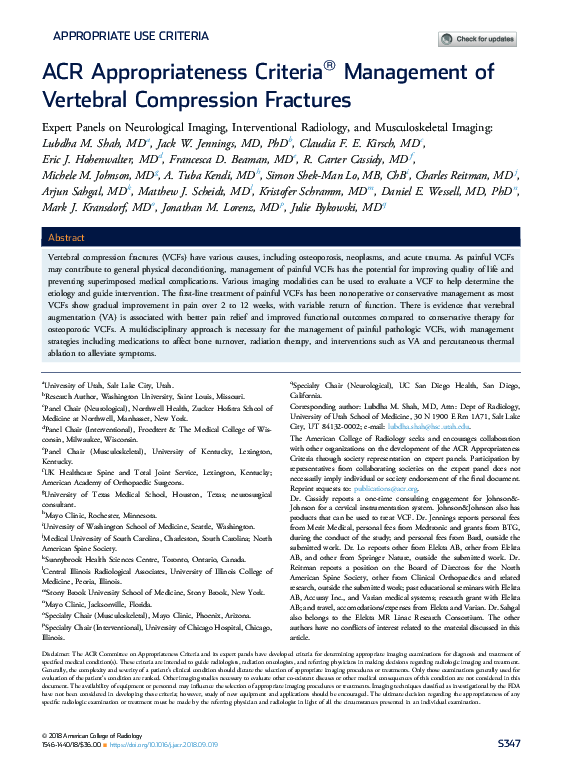 (PDF) ACR Appropriateness Criteria® Management of Vertebral Compression ...