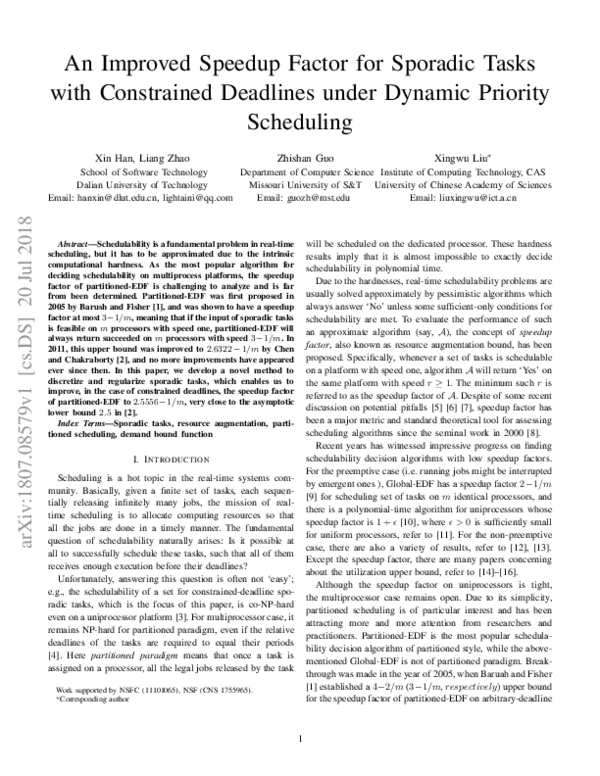 (PDF) An Improved Speedup Factor for Sporadic Tasks with Constrained ...