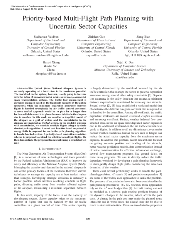 (PDF) Priority-based Multi-Flight Path Planning with Uncertain Sector Capacities