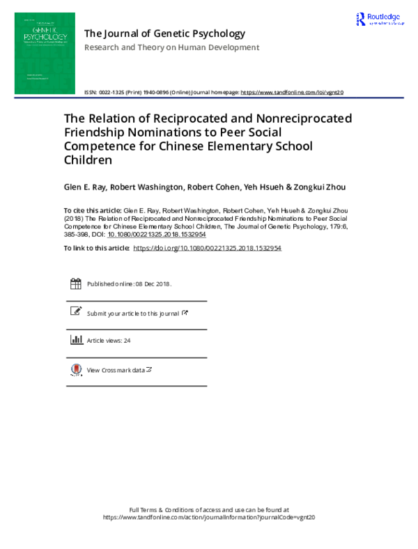 (PDF) The Relation of Reciprocated and Nonreciprocated Friendship ...