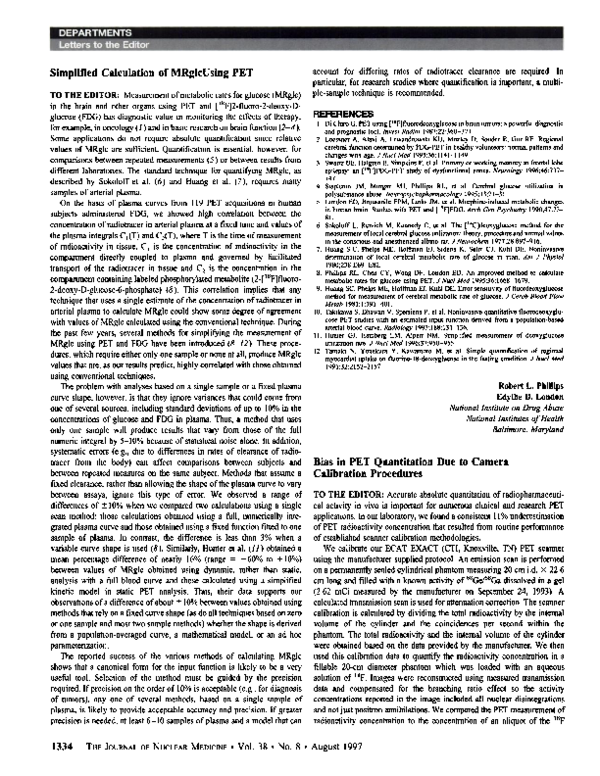(PDF) Simplified Calculation of MRglcUsing PET