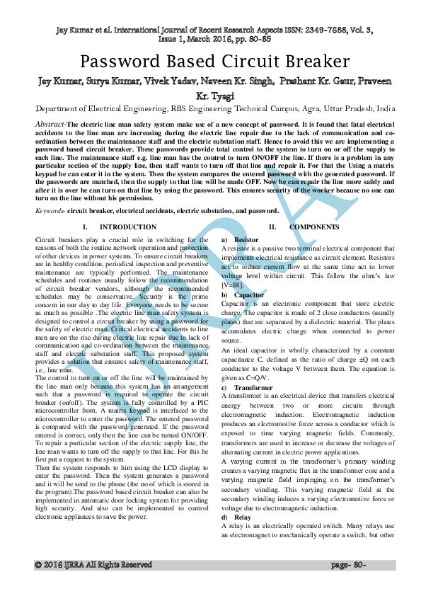 (PDF) Password Based Circuit Breaker
