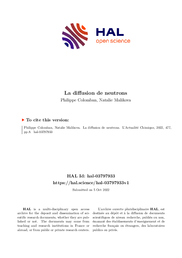 (PDF) La diffusion de neutrons