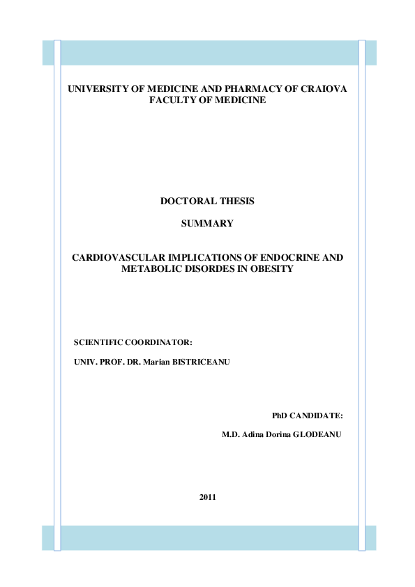 (PDF) University of Medicine and Pharmacy of Craiova Faculty of Medicine Doctoral Thesis Summary ...