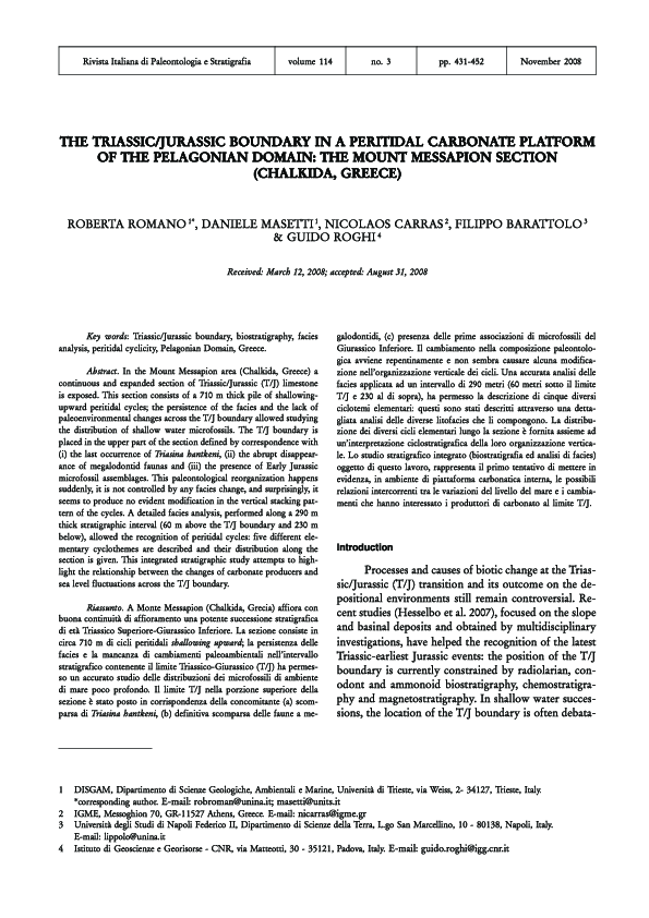 (PDF) The Triassic/Jurassic Boundary in a Peritidal Carbonate Platform ...