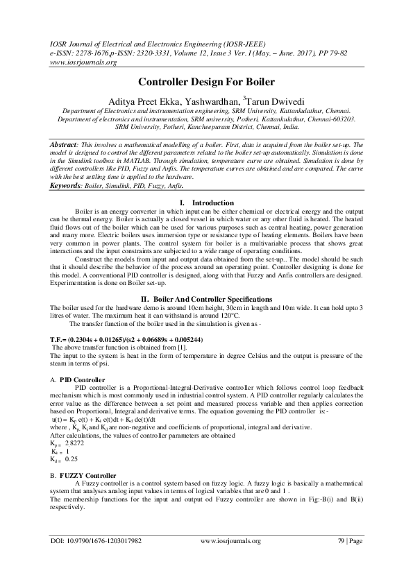 (PDF) Controller Design For Boiler