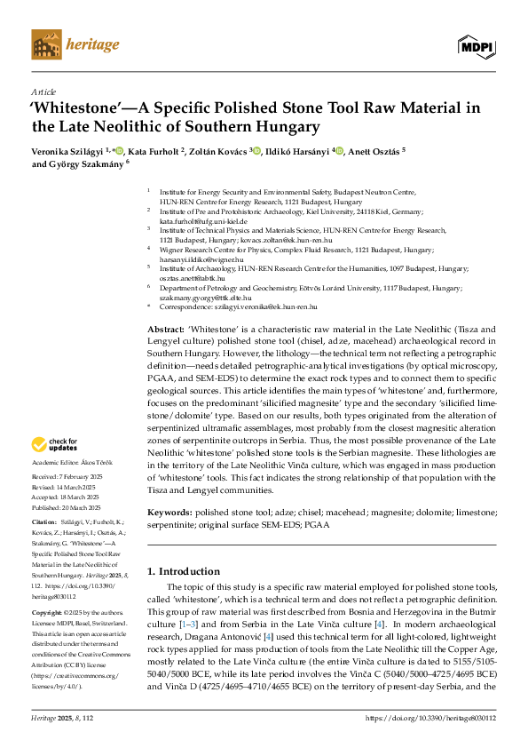 (PDF) 'Whitestone'-A Specific Polished Stone Tool Raw Material in the ...