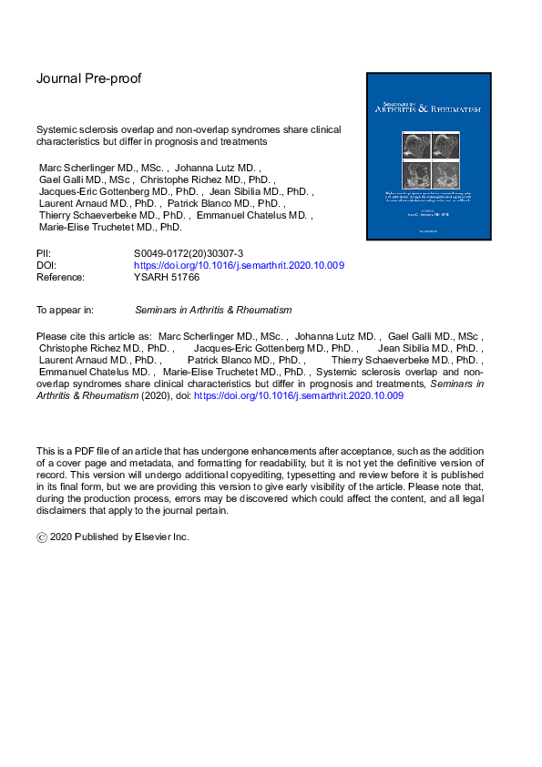 (PDF) Systemic sclerosis overlap and non-overlap syndromes share ...