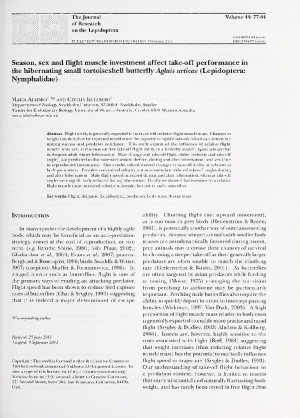 (PDF) Season, sex and flight muscle investment affect take-off ...