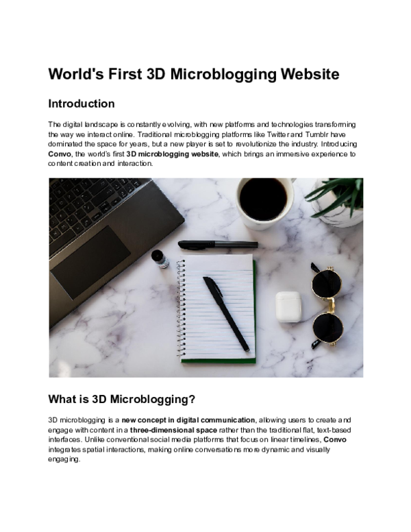 (PDF) World's First 3D Microblogging Website