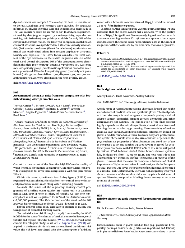 (PDF) Assessment of the health risks from non-compliance with bromate drinking water parametric ...