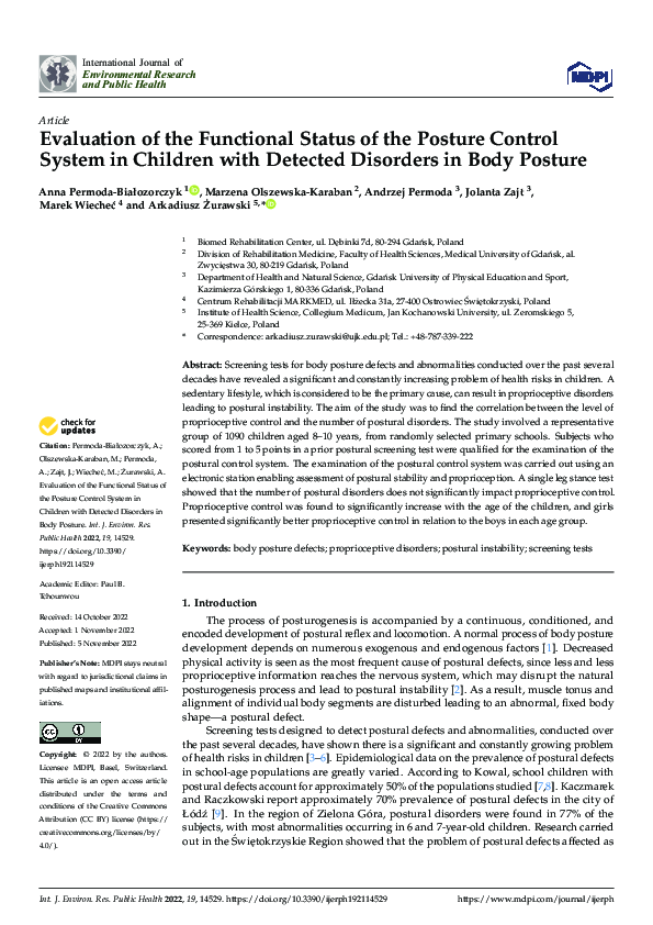 (PDF) Evaluation of the Functional Status of the Posture Control System ...