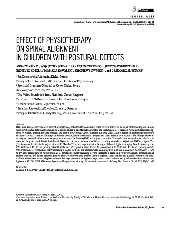 (PDF) Effect of physiotherapy on spinal alignment in children with ...