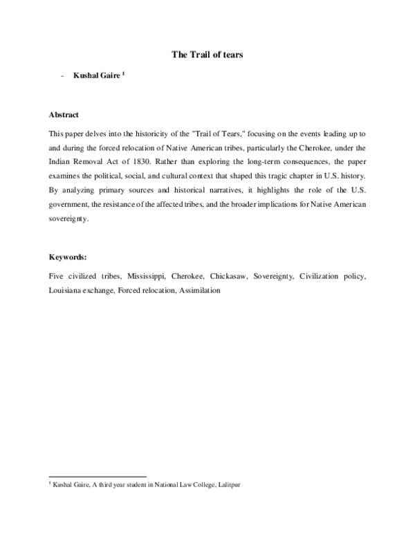 (PDF) The Trail of tears