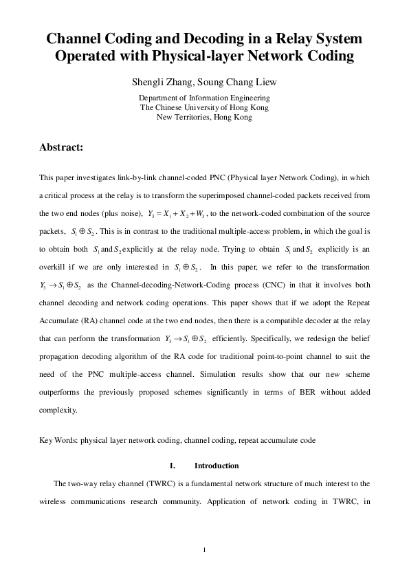 (PDF) Joint design of physical-layer network coding and channel coding