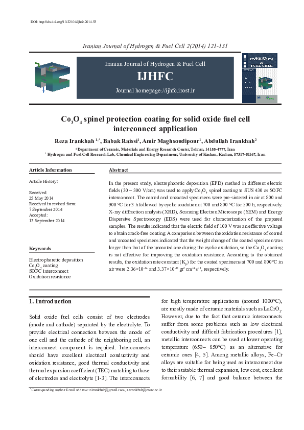 (PDF) Co3O4 spinel protection coating for solid oxide fuel cell ...