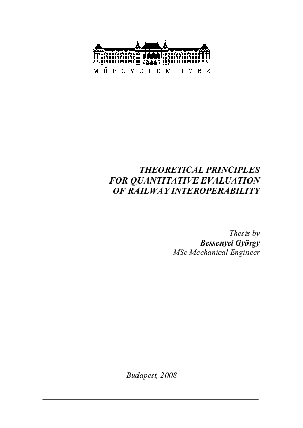 (PDF) Theoretical principles for quantitative evaluation of railway ...
