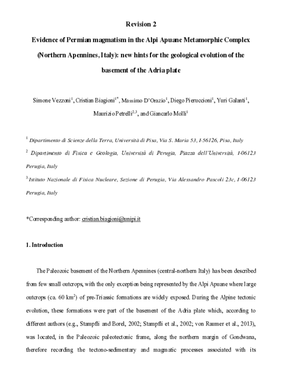 (PDF) Evidence of Permian magmatism in the Alpi Apuane metamorphic ...