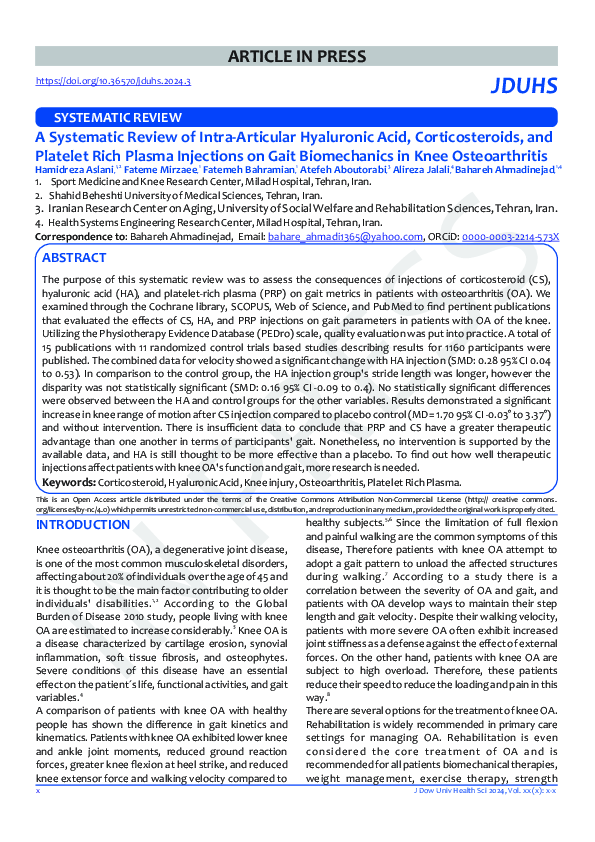(PDF) A Systematic Review of Intra-Articular Hyaluronic Acid, Corticosteroids, and Platelet Rich ...