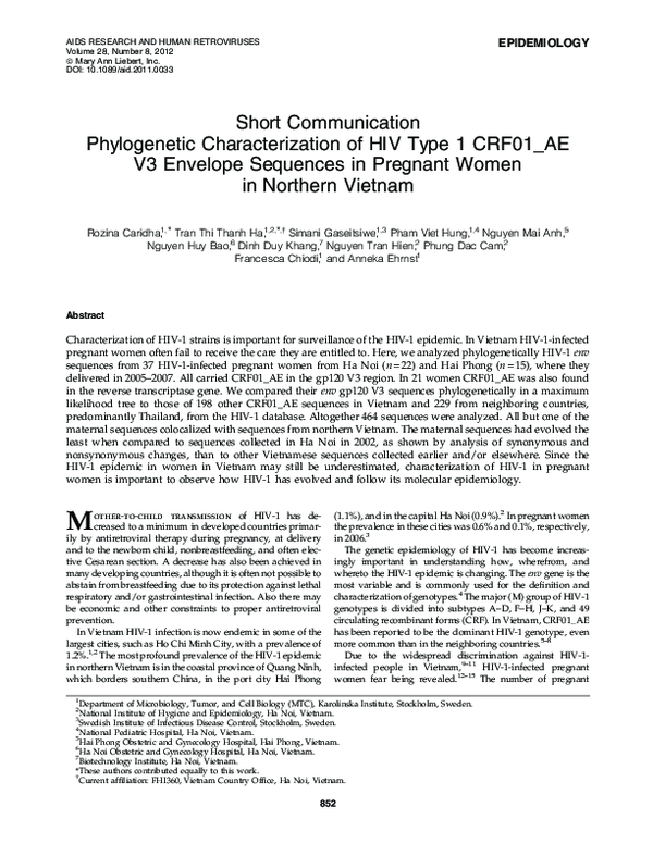 (PDF) Short Communication: Phylogenetic Characterization of HIV Type 1 ...
